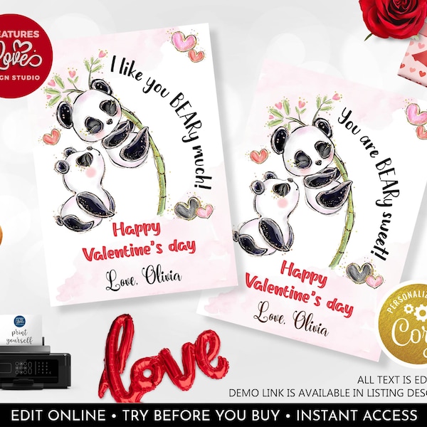 Panda Bear Valentine - Etsy