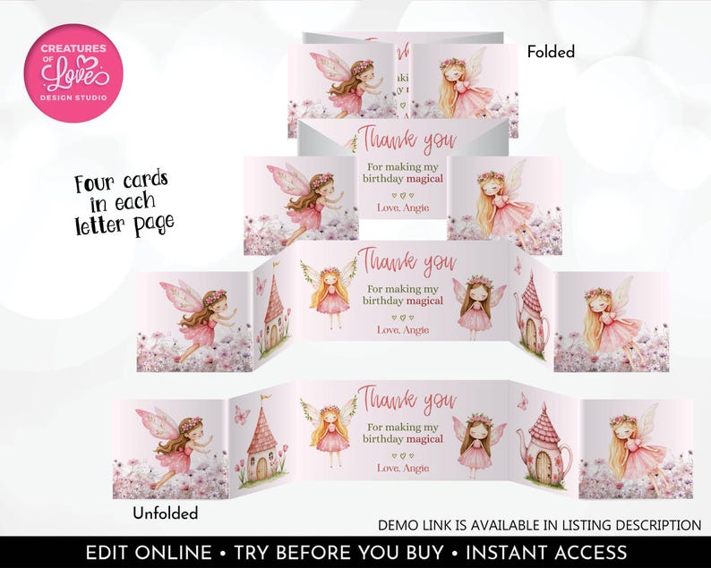 Editable Fairy Favor Tags Enchanted Forest Birthday Thank You Tags ...