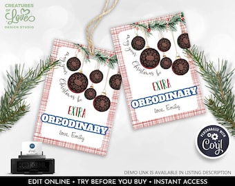 Editable Christmas Donut Tags Christmas Gift Tag Happy Holiday Treat ...