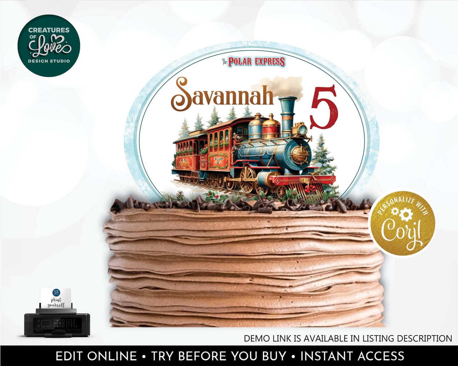 Polar Express Cake Topper Personalized North Pole Train Centerpiece ...