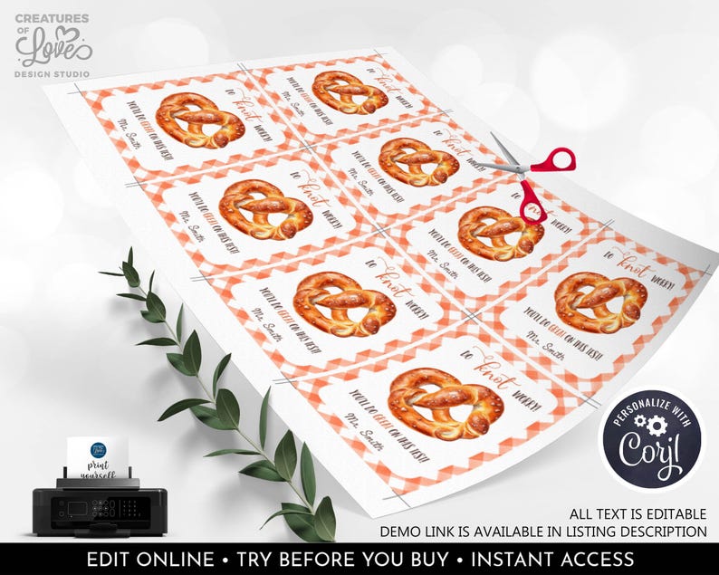 Editable Testing Day Snack Tag Classroom Student Treat Tag Pretzel Good ...