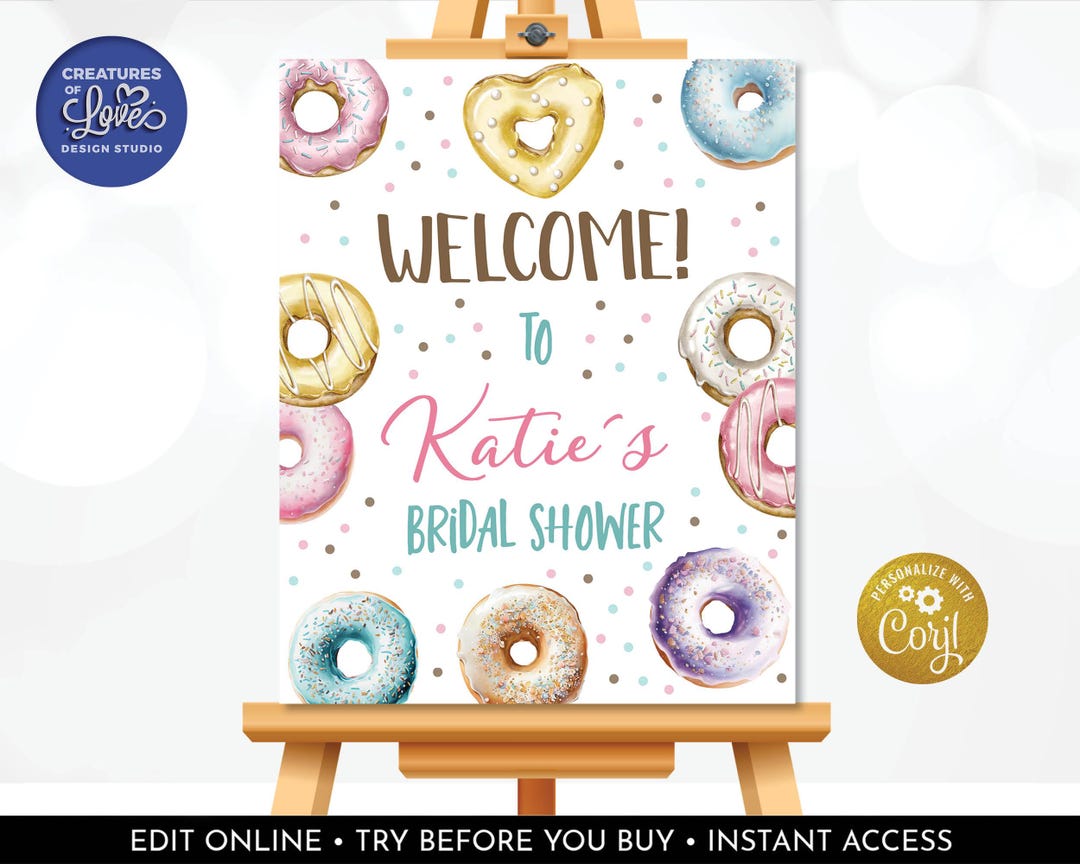 Editable Donut Welcome Sign Donut Birthday Party Decor Donut Bridal ...