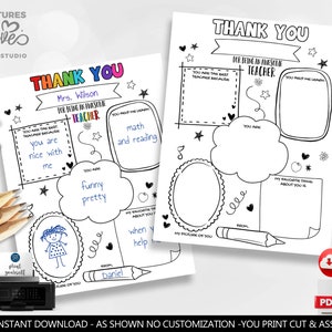 Teacher Appreciation Coloring Page End of the Year Teacher Gift School ...