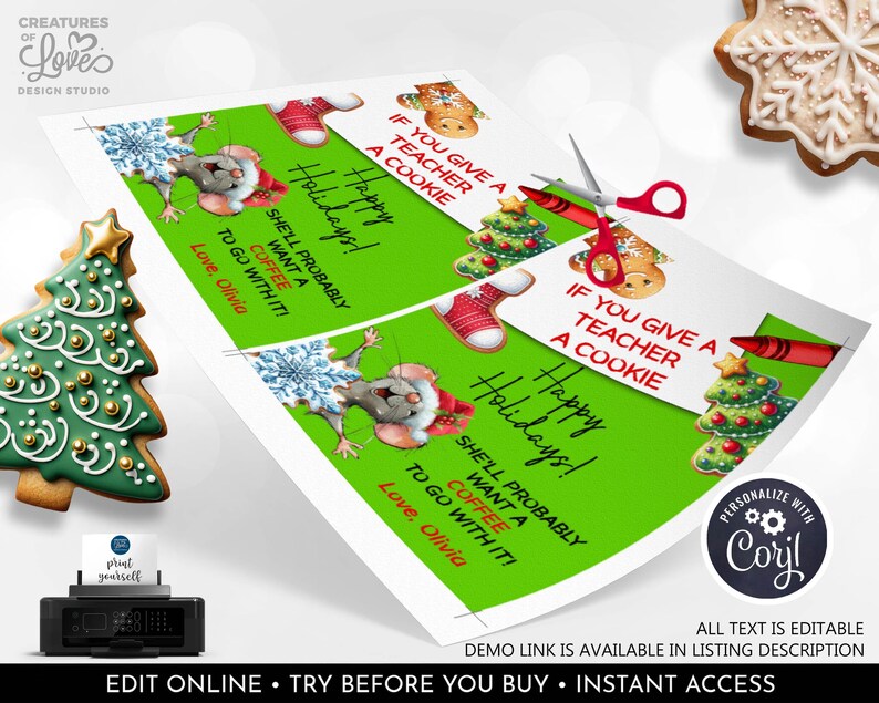 Editable Teacher Appreciation Gift Card Holder Christmas School Staff ...