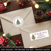 Printable Christmas Return Address Labels, Red Truck Design (digital ...