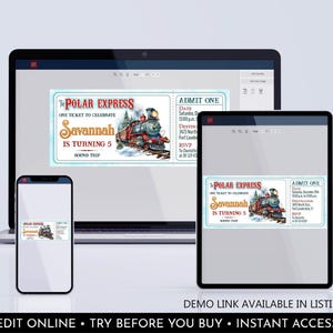 Polar Express Birthday Party Invitation Editable North Pole Train ...