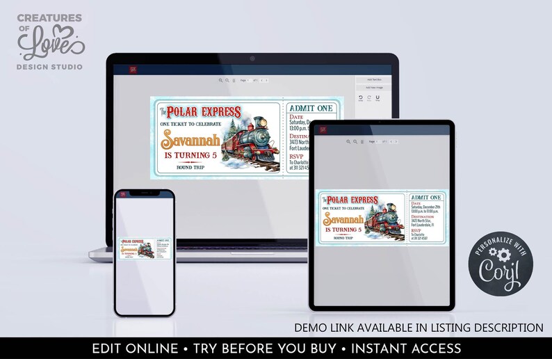 Polar Express Birthday Party Invitation Editable North Pole Train ...