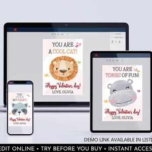 Cute Animals Valentine's Day Cards Woodland School Kids Teacher ...