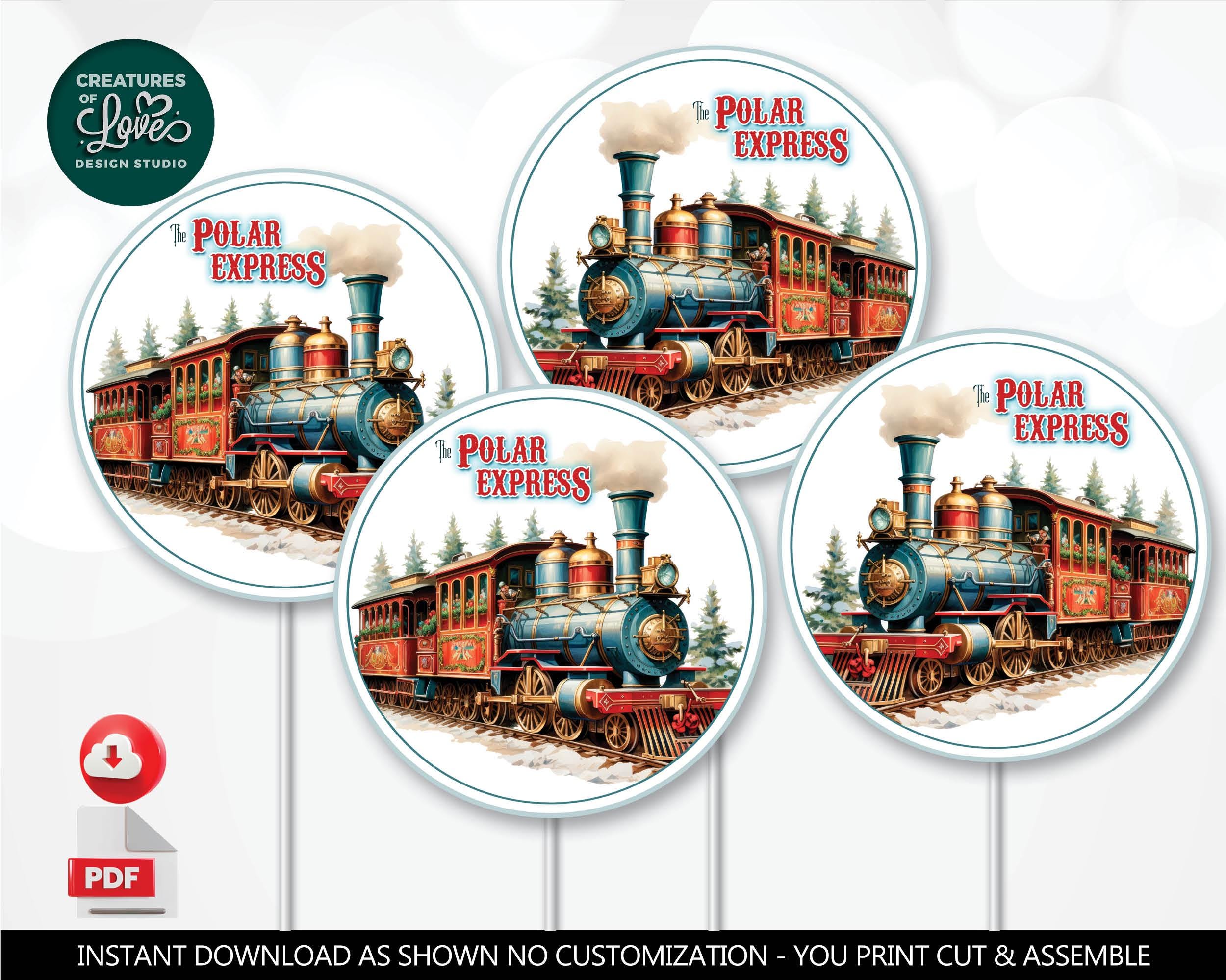 Polar Express Centerpieces North Pole Train Cake Toppers Santa's Train ...