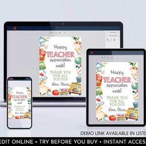 EDITABLE Teacher Appreciation Gift Tag School Gift Tag Student Employee ...