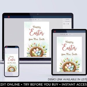 Editable Easter Gift Tag Spring Basket Tags Easter Eggs Labels ...