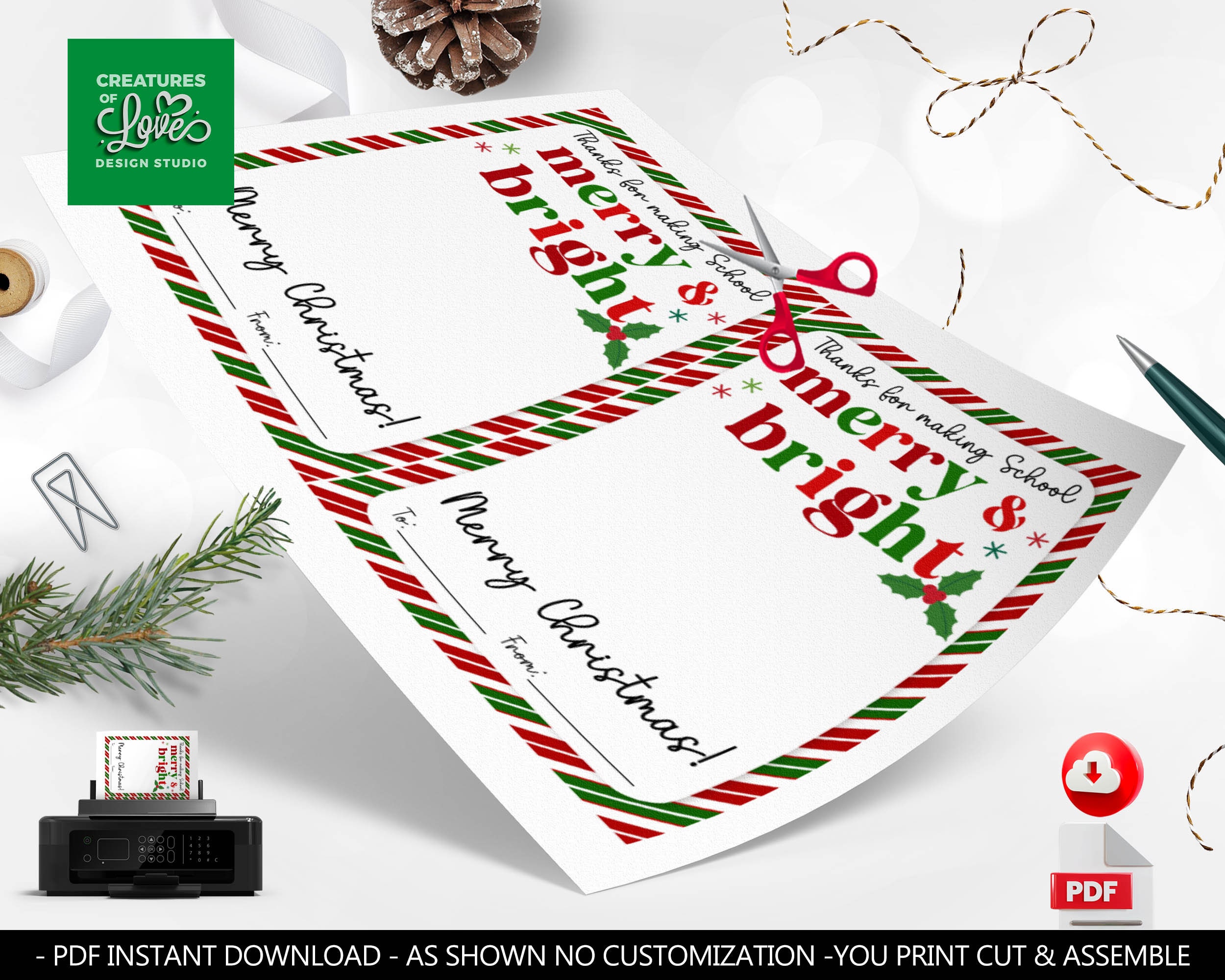 Thank You for Making School Merry and Bright Gift Card Holder Christmas ...