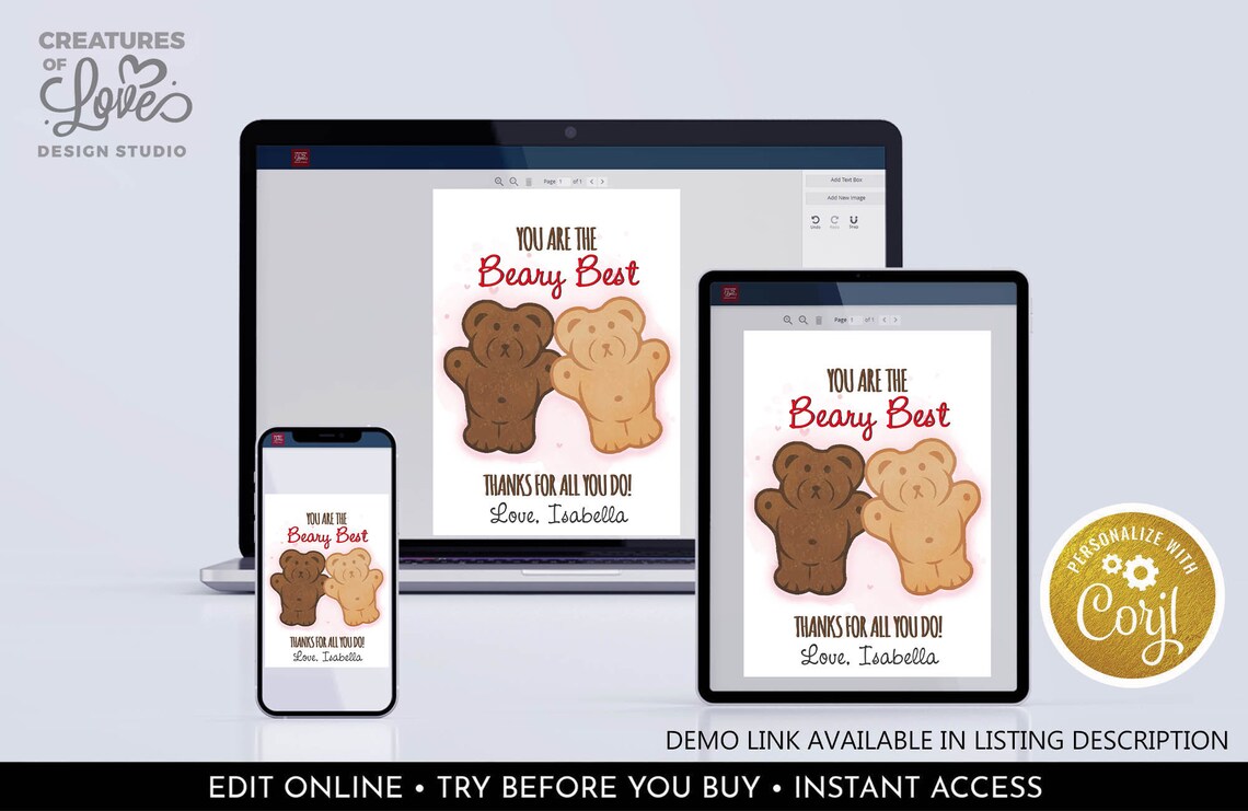 EDITABLE Teacher Appreciation Gift Tag Teddy Bear Grahams Tag Student ...