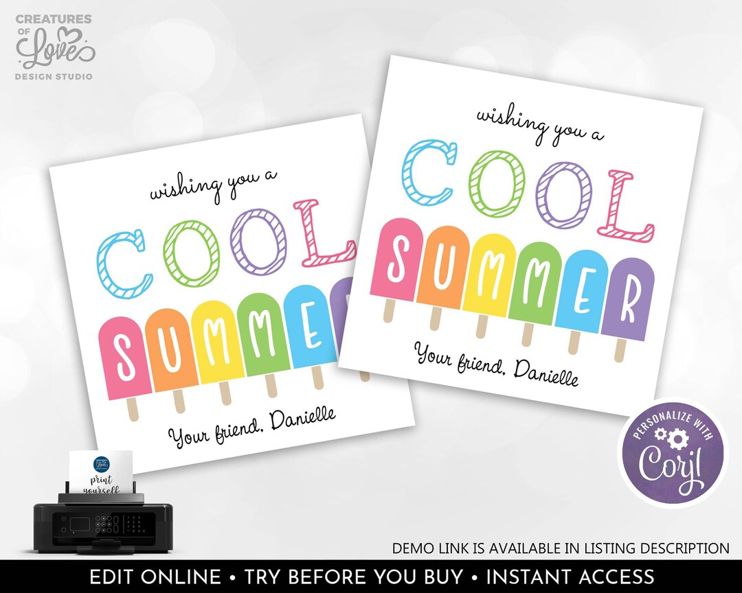 Editable Cool Summer Tag Last Day of School Tag End Year Gift Tags ...