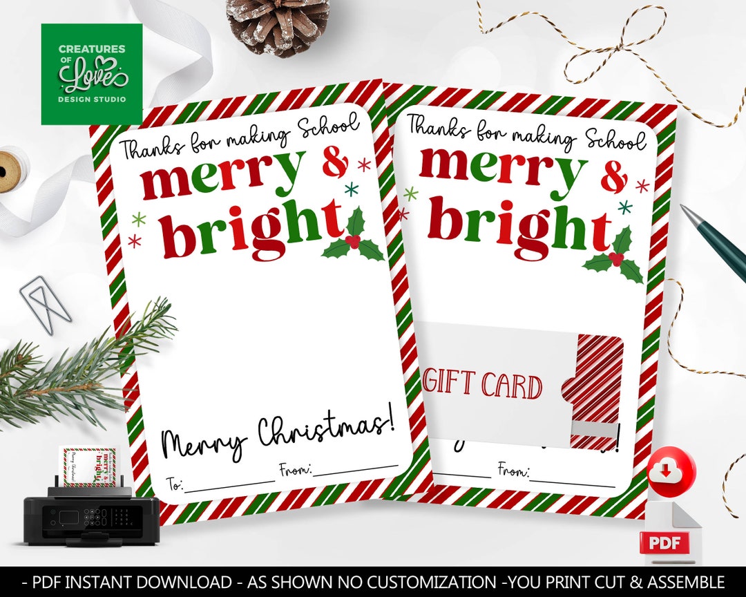 Thank You for Making School Merry and Bright Gift Card Holder Christmas ...