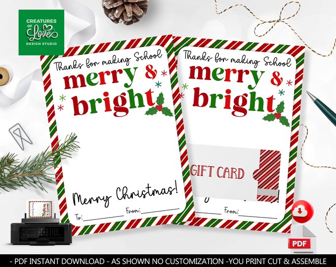 EDITABLE, INSTANT DOWNLOAD Printable Wishing You a Merry and Bright ...