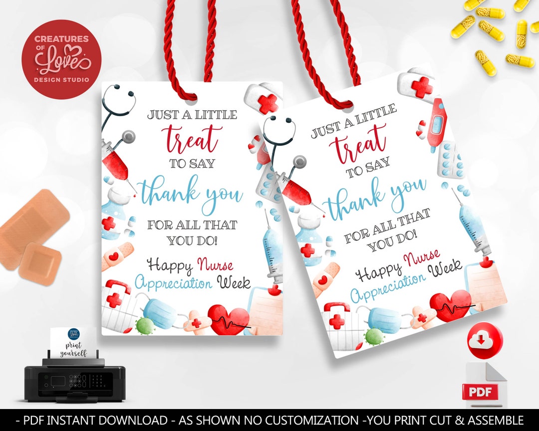 Nurse Appreciation Gift Tag Healthcare Staff Thank You Tag Nurse Week ...