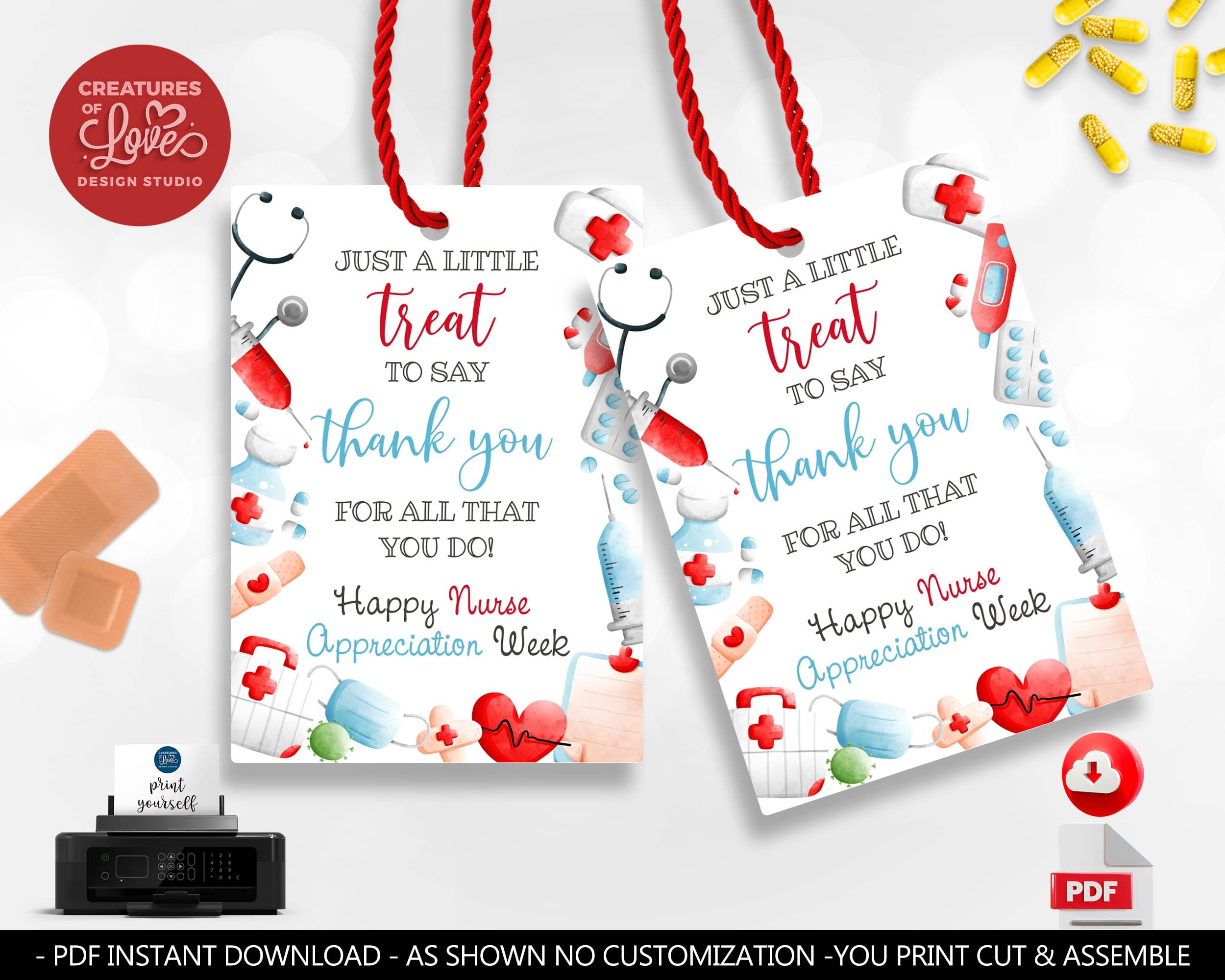 Nurse Appreciation Gift Tag Healthcare Staff Thank You Tag Nurse Week ...