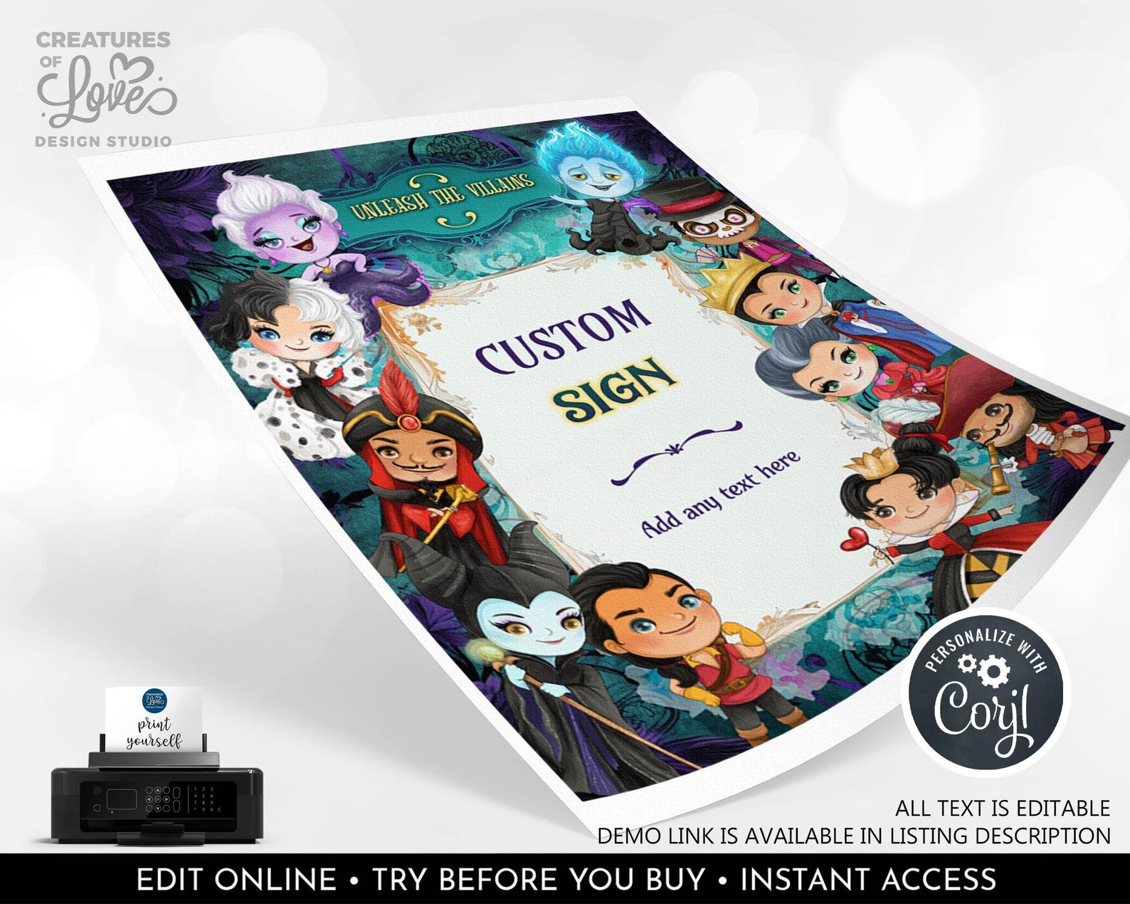 Editable Villains Custom Sign Villains Birthday Party Decor Evil ...