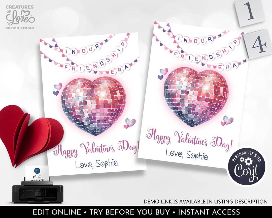 Editable Era Valentine's Day Cards Friendship Bracelet Tag in Our ...