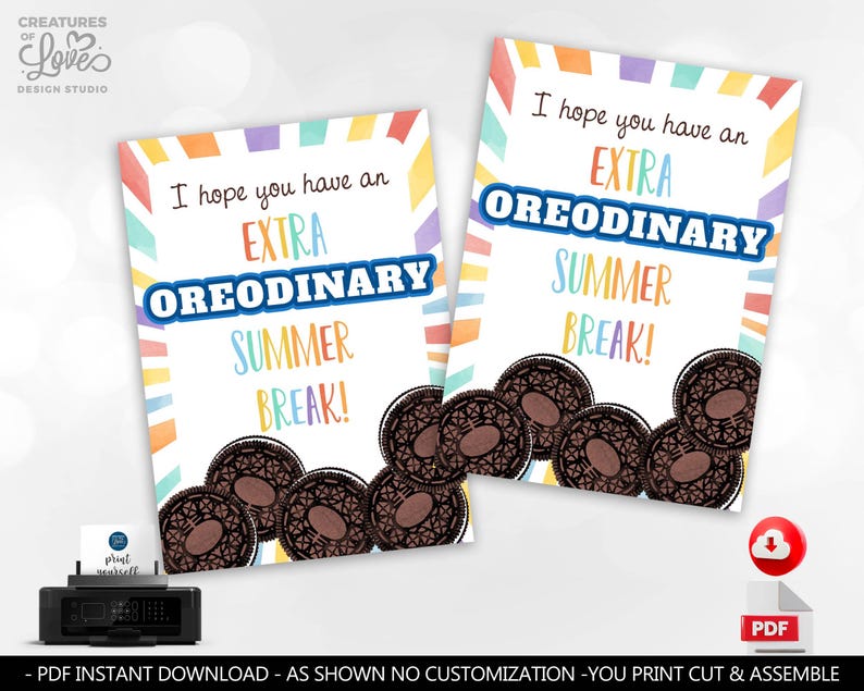 Summer Gift Tags Last Day of School Cookie Tags Kids Classmates Friends ...