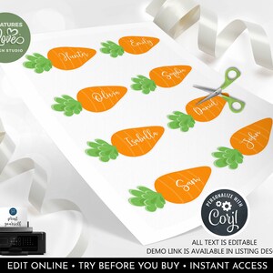 Editable Carrot Gift Tags Easter Carrot Favor Tags Carrot Place Card ...