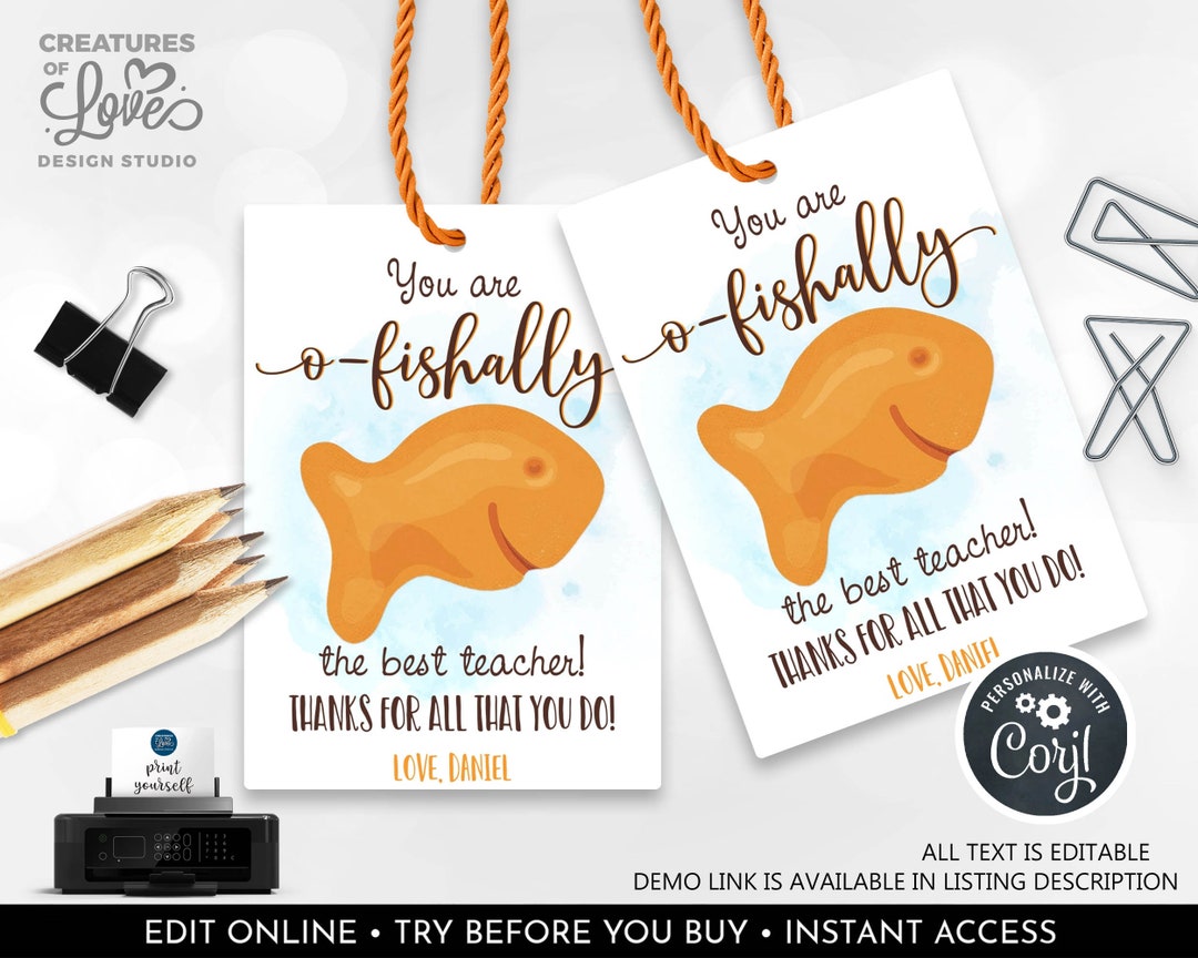 Editable You Are O-fish-ally the Best Teacher Appreciation Gift Tag ...
