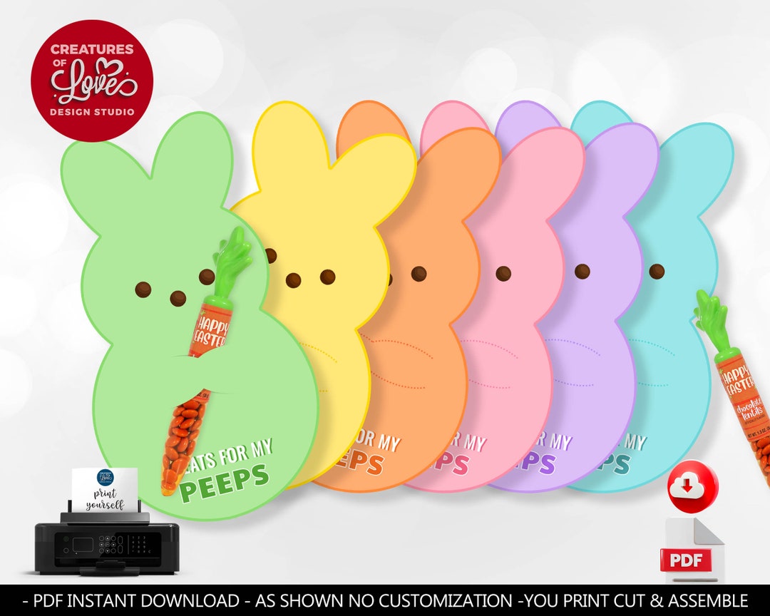 Easter Bunny Card Easter Treats for My Peeps Holder Easter Candy Hugger ...