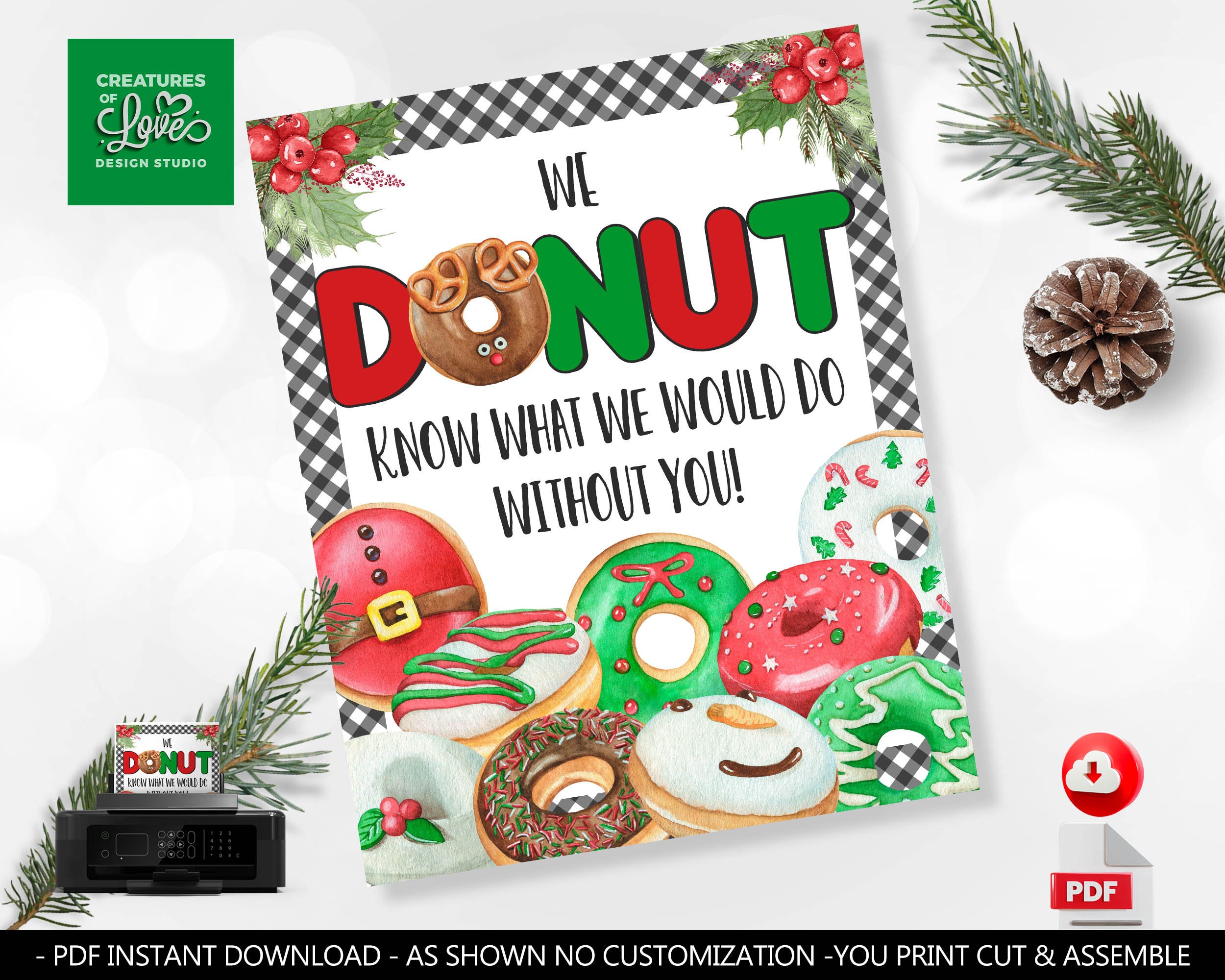 Donut Appreciation Sign Christmas Donut Know School Teacher Staff PTO ...