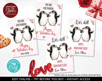 Editable Valentines Day Card Cute Avocado Valentine's Day Kids Cards ...