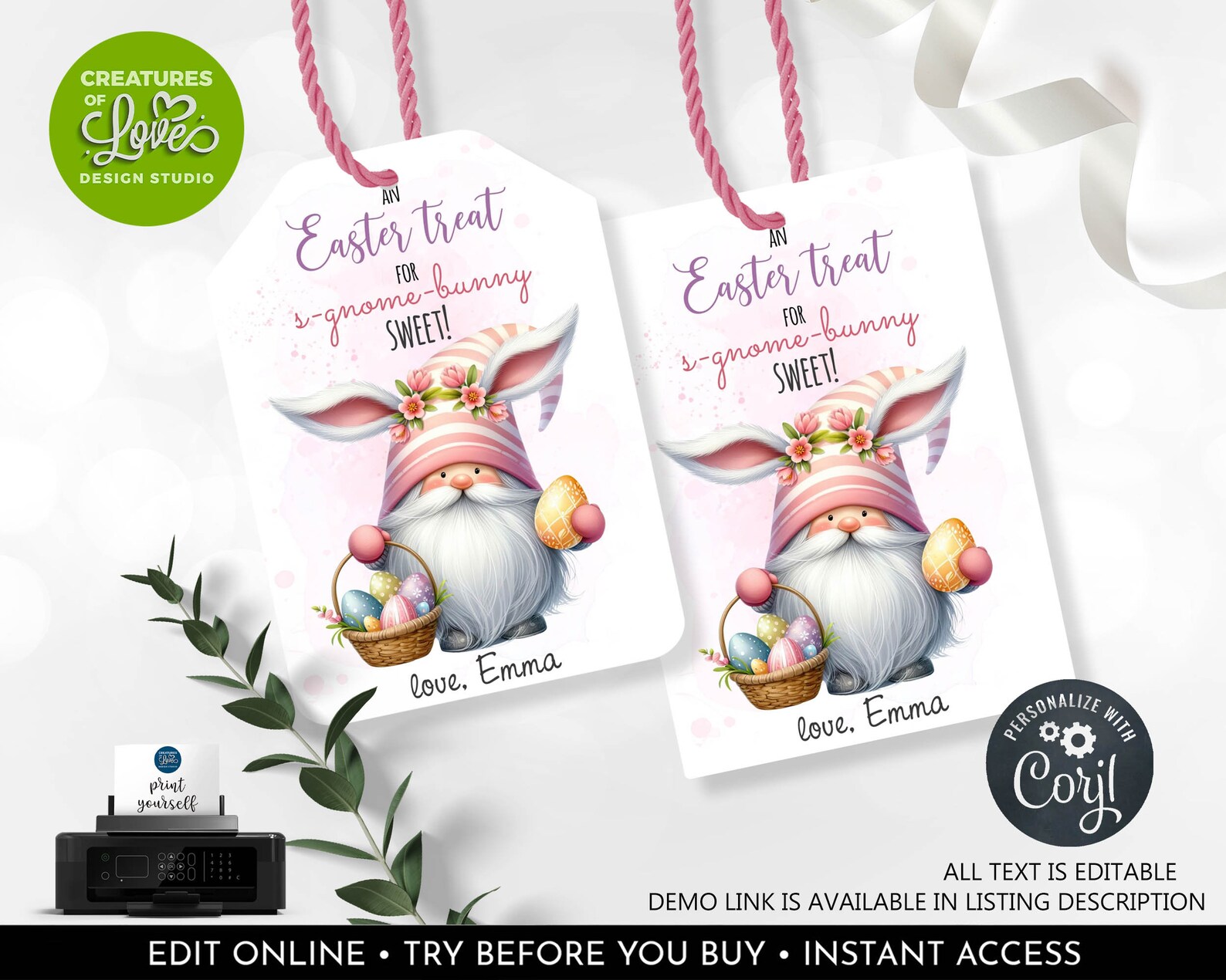 Easter Favor Tags Editable Spring Basket Tag Spring Party Labels ...