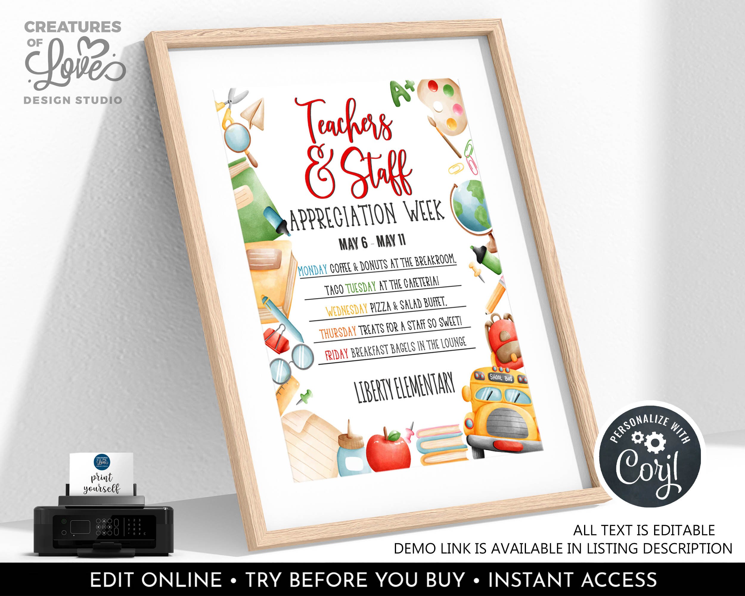 Editable Teachers Appreciation Week Flyer School Staff Volunteer PTA ...