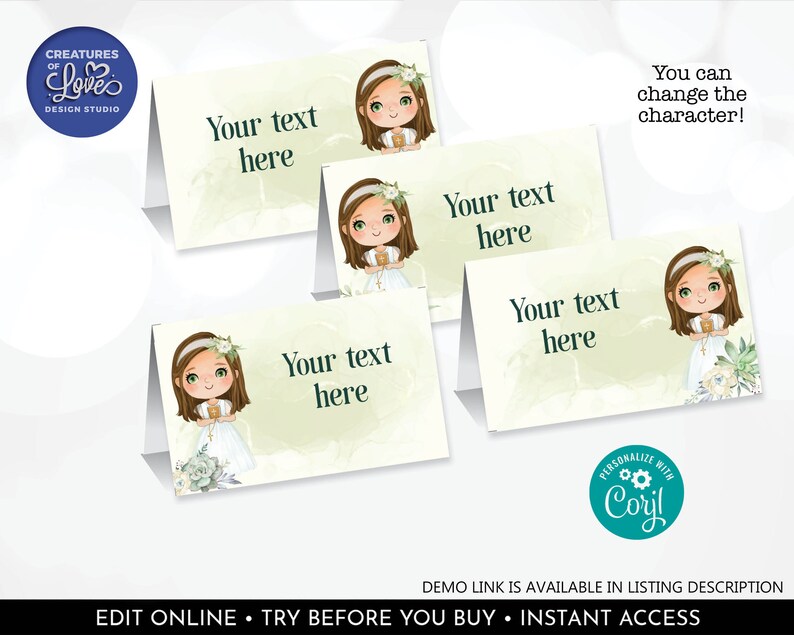 Editable First Holy Communion Food Tent Labels Girl Communion Buffet ...