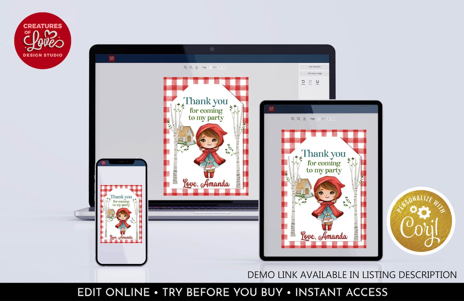 Little Red Riding Hood Favor Tag Editable Red Riding Hood Gift Tags ...