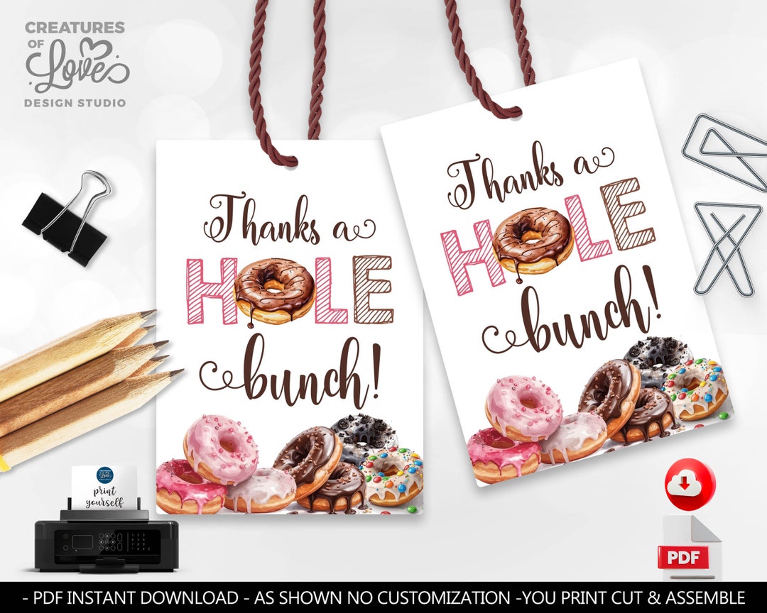 Donut Tags Donut Thanks a Hole Bunch Gift Tag Teacher Employee Staff ...