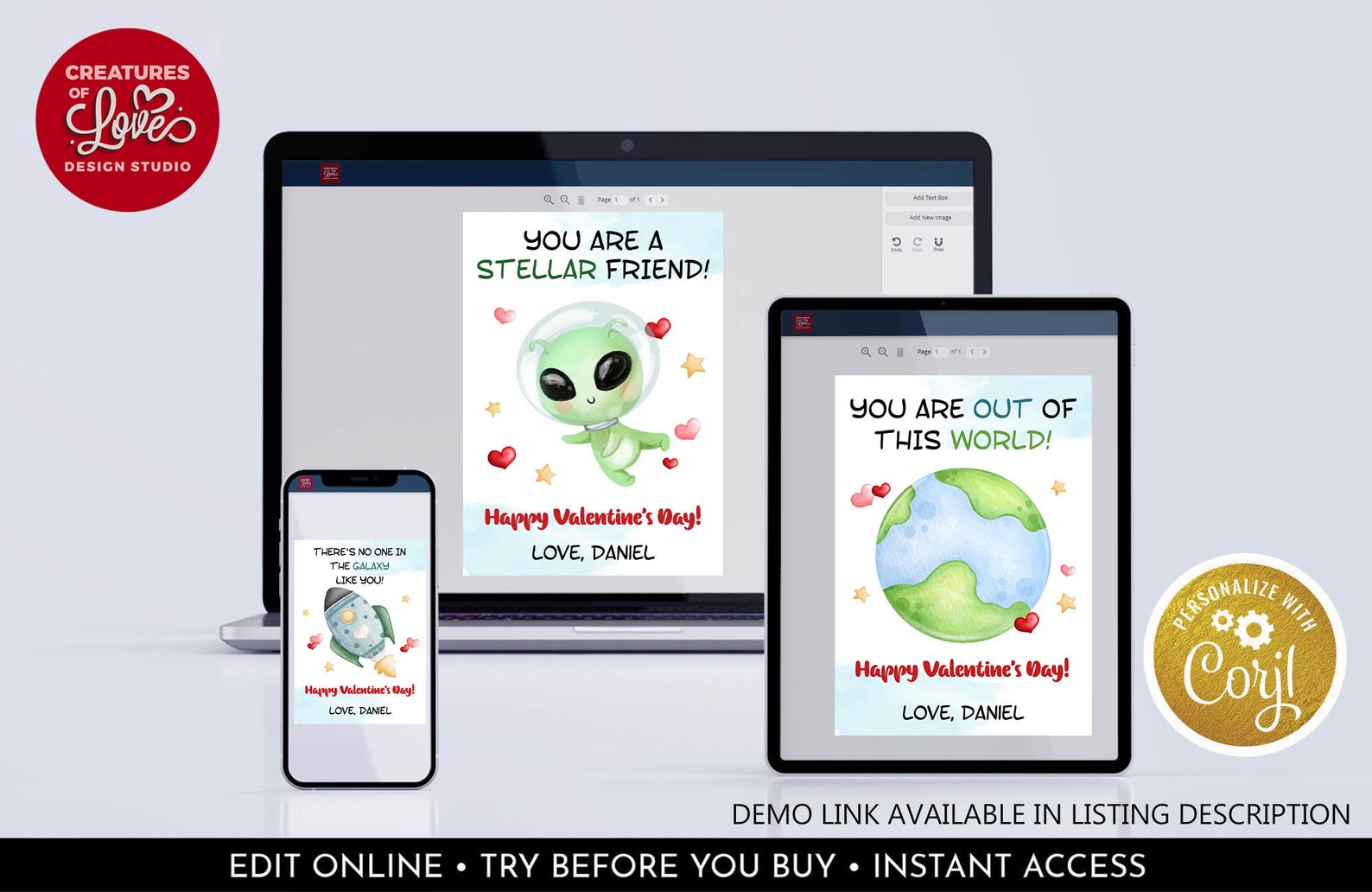 Outer Space Valentine's Day Cards Valentines Day Galaxy Tags Kids Cards ...