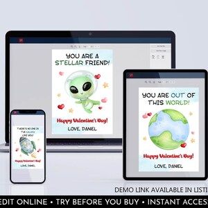 Outer Space Valentine's Day Cards Valentines Day Galaxy Tags Kids Cards ...