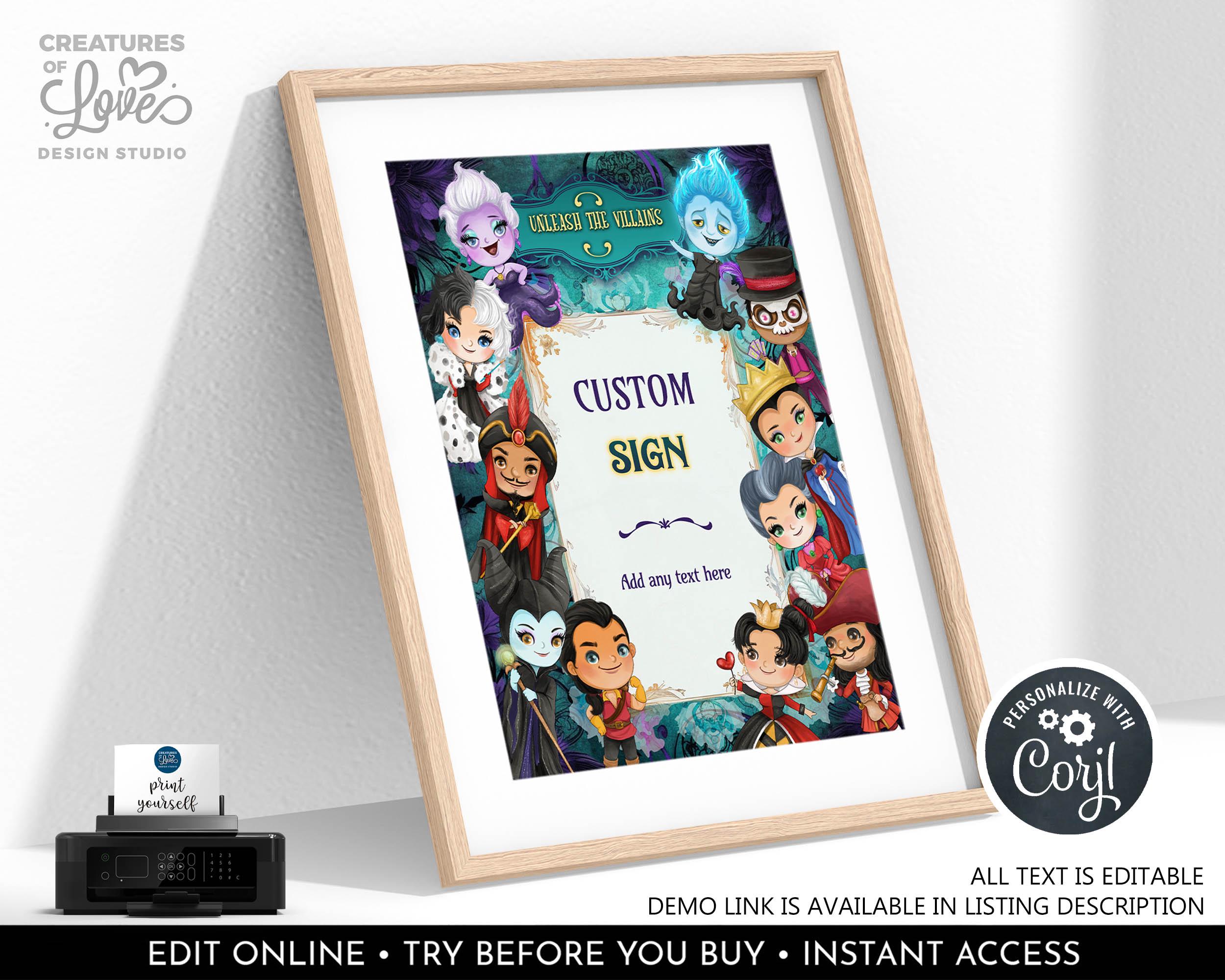 Editable Villains Custom Sign Villains Birthday Party Decor Evil ...