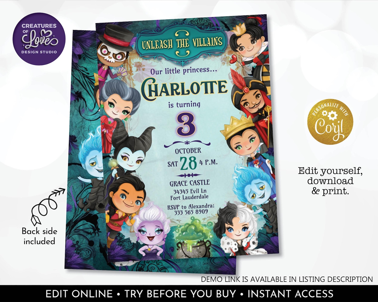 Villains Invitation Editable Villains Birthday Party Villains Halloween ...