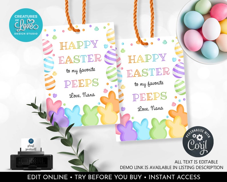 Editable Easter Favor Tags Spring Basket Tag Easter Party Labels ...