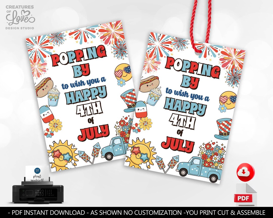 Happy 4th of July Gift Tag Happy 4th of July Red White and Groovy ...