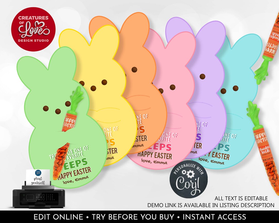 Easter Bunny Card Easter Treats for My Peeps Holder Easter Candy Hugger ...