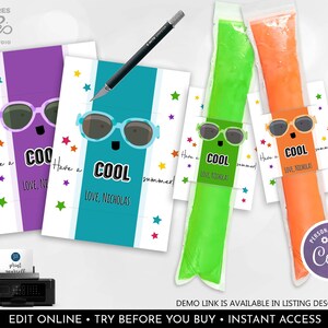 EDITABLE Popsicle Tag Have a Cool Summer Freeze Pop Holder End of ...