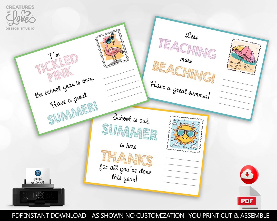 Printable Summer Gift Tags Last Day of School Favor Tags End of School ...