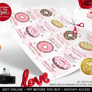 Printable Donut Valentine Cards Donuts Valentine Tag Valentine's Day ...