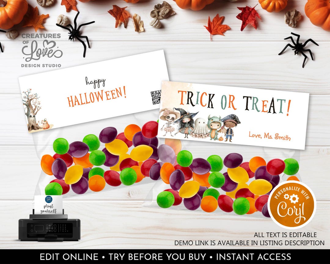 Editable Trick or Treat Bag Topper Happy Halloween Bag Topper Kids ...