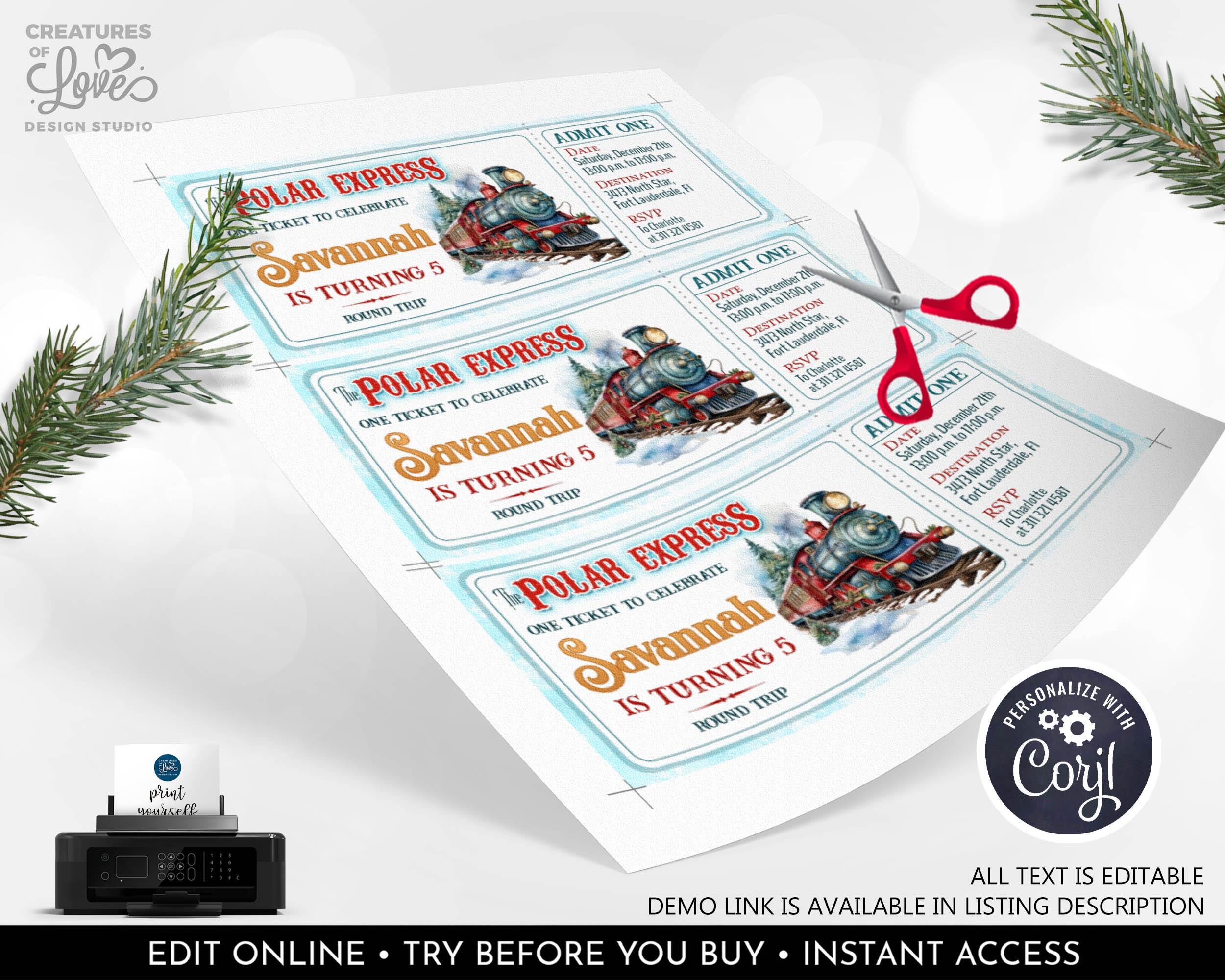 Polar Express Birthday Party Invitation Editable North Pole Train ...