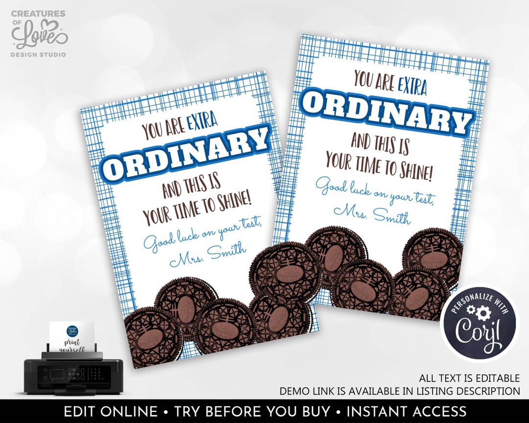Good Luck Test Day Snack Tag Editable Extraordinary Chocolate Smart ...