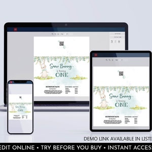 Editable Bunny Chocolate Wrapper Some Bunny Birthday Party Favors Blue ...