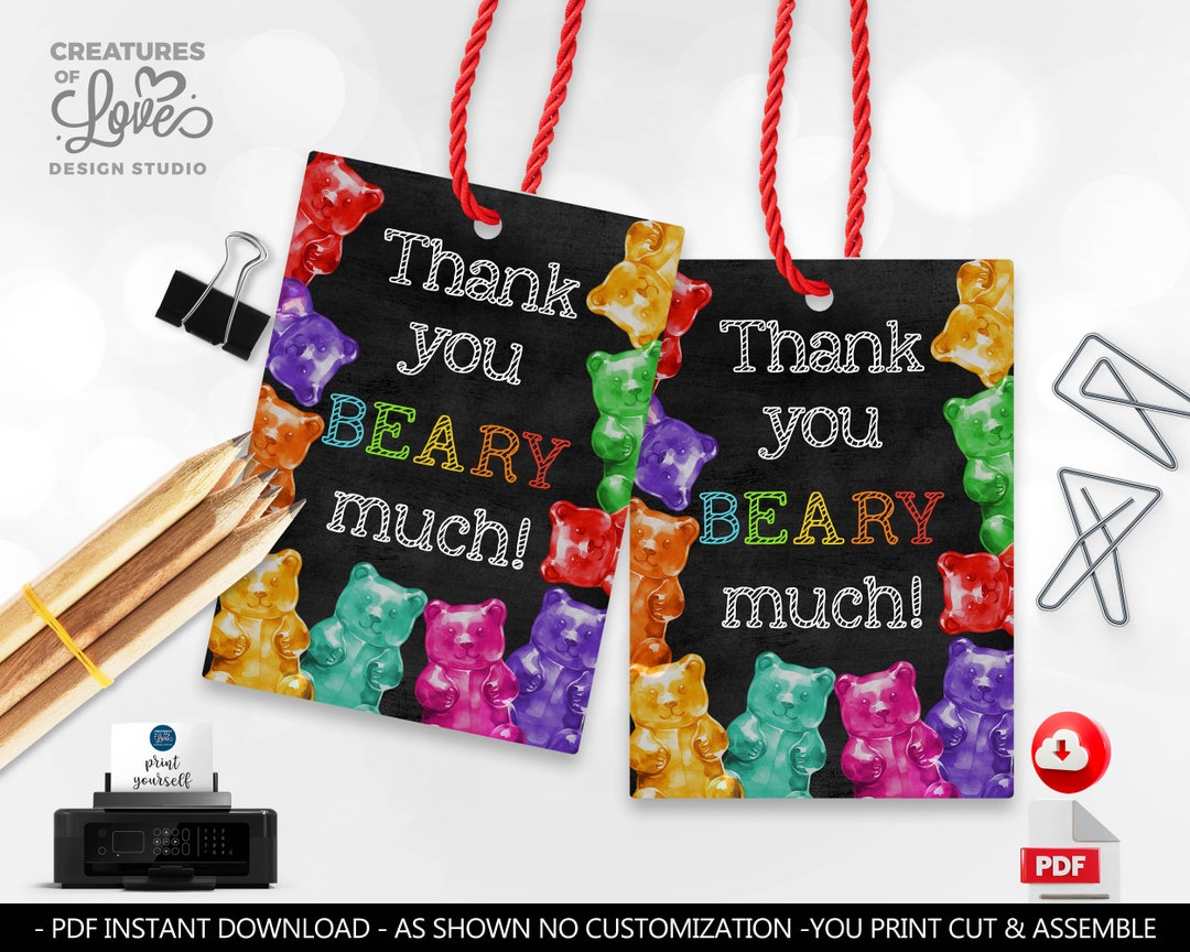Thank You BEARY Much Tag Teacher Appreciation Gummy Bear Gift Tag ...